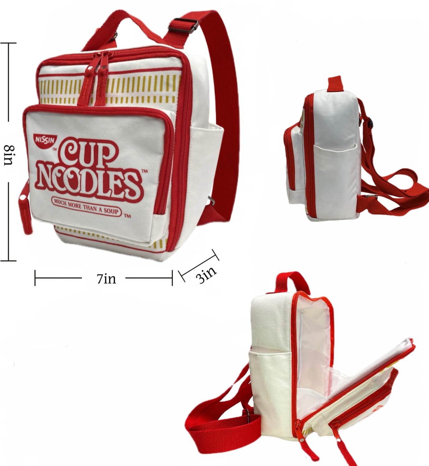 Nissin Cup Noodles Cup Noodles Mini Backpack, Red/White, 7”W x 8”H x 3”D (9607)