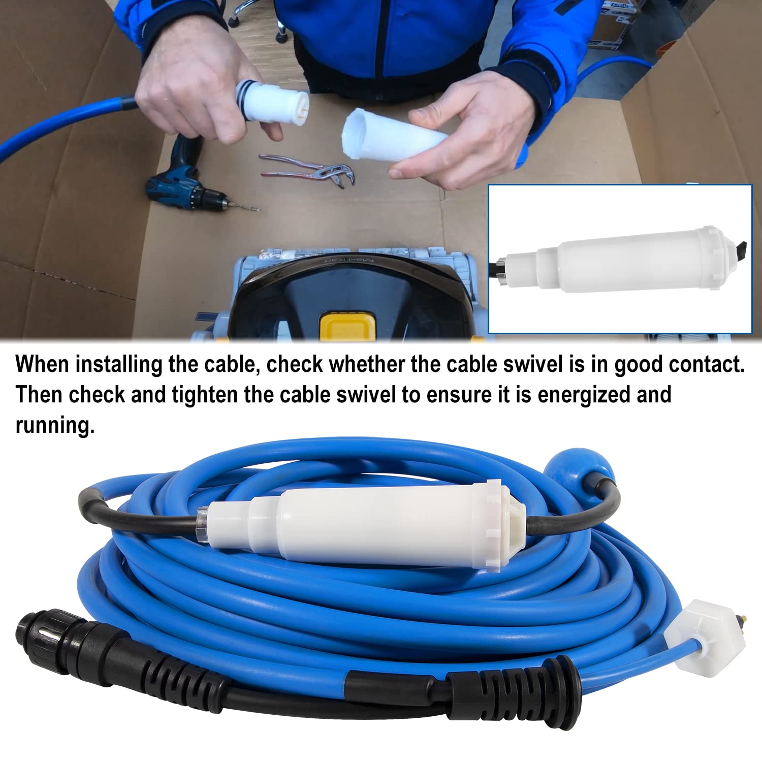 9995873 DIY Cable 3 Wire Assy w/Swivel, Pool Cleaner Parts Replacement 3 Pin Swivel Cord Fit for Dolphin Supreme M4 M5 C3 M400 M500, Oasis Z5, Triton Plus, Wave 65, With Remote Control or Bluetooth