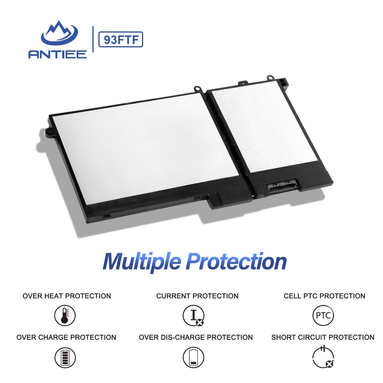 ANTIEE 51Wh 93FTF Laptop Battery Replacement for Dell Latitude 5280 5480 5580 5590 5490 5288 5290 5488 E5280 E5480 E5580 E5490 E5590 E5290 Precision 15 3520 3530 Series D4CMT 4YFVG 83XPC 083XPC