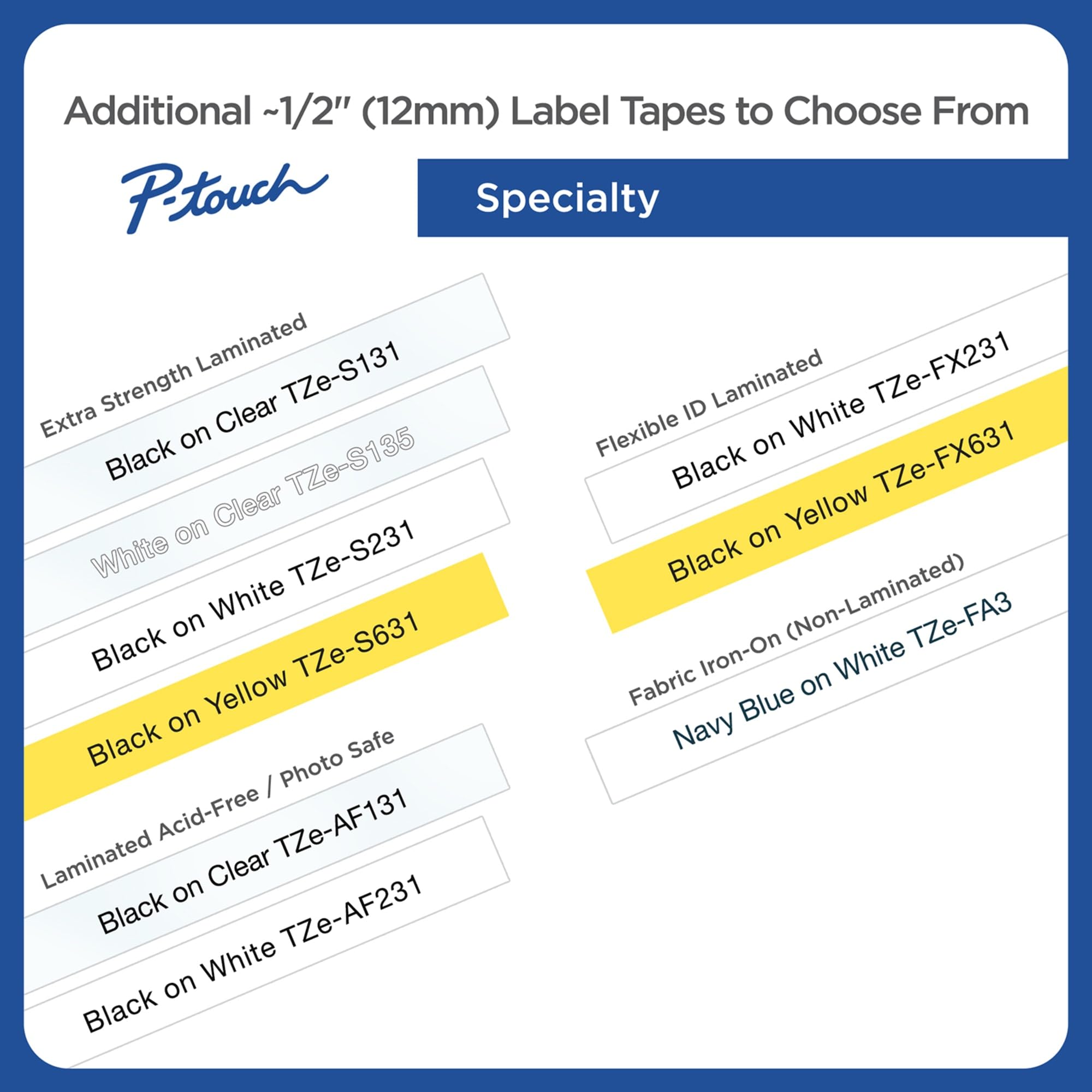Brother Genuine P-touch TZE-231 Tape, 1/2" (0.47") Wide Standard Laminated Tape, Black on white, Laminated for Indoor or Outdoor Use, Water-Resistant, 0.47" x 26.2' (12mm x 8M), TZE231