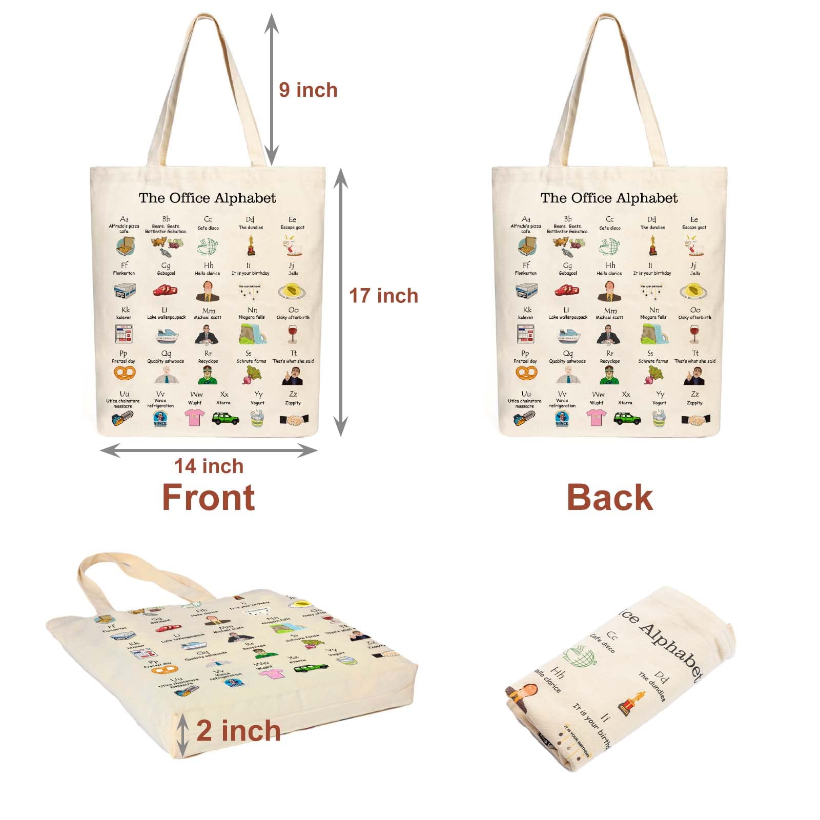 The Office Alphabet Tote Bag The Office TV Show Merchandise Office Fans Kitchen Gifts Office Theme Bags Presents
