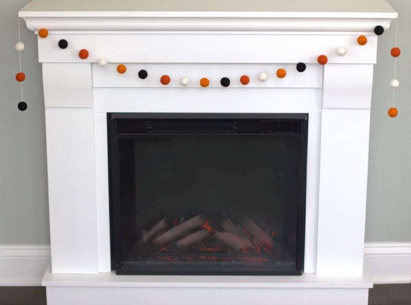 Halloween Felt Ball Garland- Orange, Tangerine, Black, White- 1" (2.5 cm) Wool Felt Balls- Autumn Fall Pumpkin