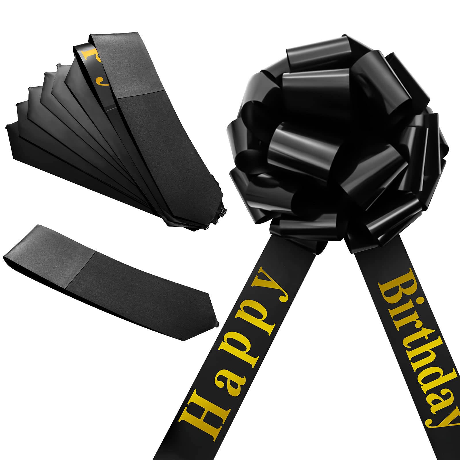 Happy Birthday Car Bow Big Car Ribbon Bow Large Gift Wrapping Bow Giant Bow for Car Decorative Huge Pull Bow for Christmas Party Birthday Car Decoration (Black,20 Inches)