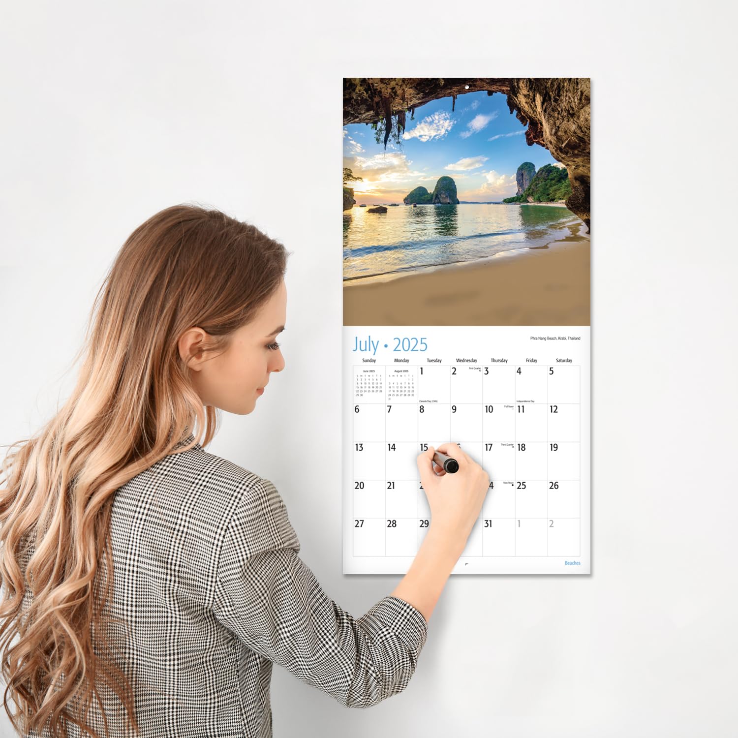 RED EMBER Tropical Islands 2023 Hangable Monthly Wall Calendar | 12" x 24" Open | Thick & Sturdy Paper | Giftable | Beautiful Scenic Beach Vacation Nature Photography