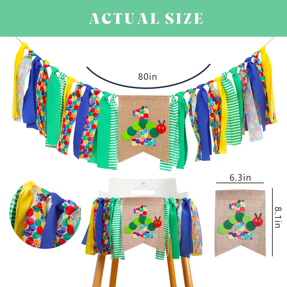 Hungry Caterpillar 1st Birthday High Chair Banner - Fruit theme decorations, fruit banners, kindergarten decorations, one year old party background, photo props
