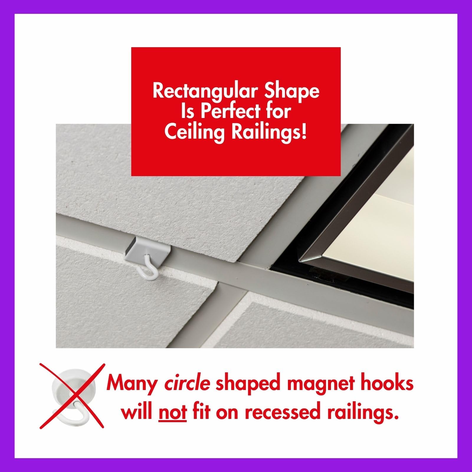 Dowling Magnets Ceiling Hooks for Suspended Ceilings, White, Pack of 4, 1" L x .88" W