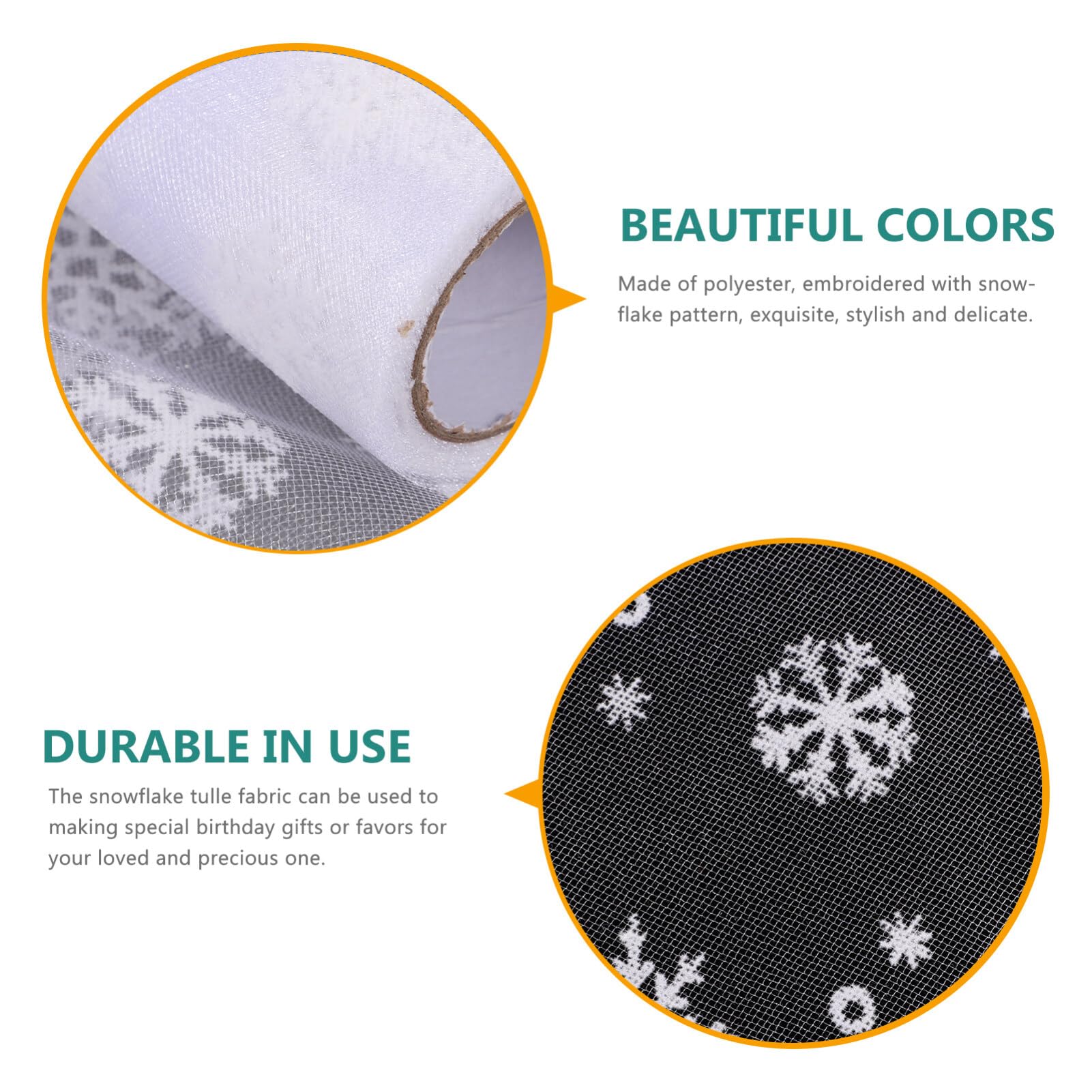 Ciieeo 10 Yards Christmas Fabric Tulle Roll Snowflake Tulle Roll Glitter Gauze Ribbon for Craft Bow Tutu Skirt Sewing Wedding Party Decoration 6 Inch Width White