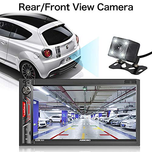 Double Din Car Stereo System - ABSOSO 7 Inch HD Touchscreen MP5 Car Player - Bluetooth Car Radio Receiver Supports PhoneLink Rear Front View Camera AM/FM USB/SD/AUX Input Steering Wheel Control