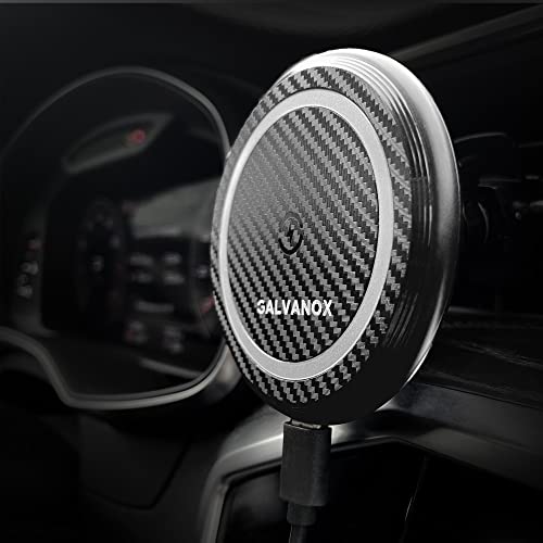GALVANOX Magnetic Car Mount Phone Holder with Wireless Charging - MagSafe Compatible Fast Charging for iPhone 12,13,14 Pro/Max (15W Charger Included)