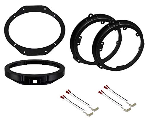 ASC Premium 6x9 Front and 6+-Inch 6" 6.5" 6.75" Rear Car Stereo Speaker Install Adapter Mount Bracket Plates and Speaker Wire Connectors for Select Ford Vehicles - See Compatible Vehicles Below