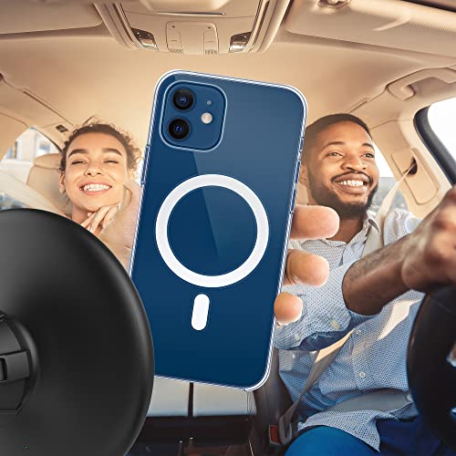GALVANOX Magnetic Car Mount Phone Holder with Wireless Charging - MagSafe Compatible Fast Charging for iPhone 12,13,14 Pro/Max (15W Charger Included)