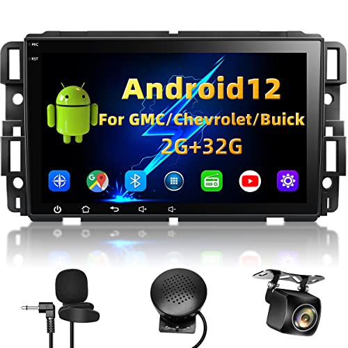 Android 12 Car Stereo for Chevrolet Chevy Silverado/GMC Sierra Yukon/Buick Enclave 2007-2012, 8 Inch GPS Navigation Touch Screen Radio with Bluetooth Backup Camera Wireless CarPlay&Android Auto,2+32GB
