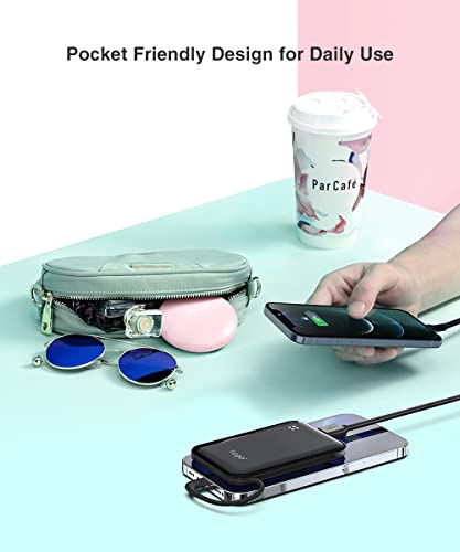 TG90° 2 Pack 10000mah and 4500mah Portable Battery Pack Charger with Built in Cable