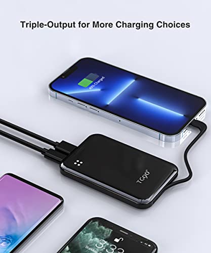 TG90° 2 Pack 10000mah and 4500mah Portable Battery Pack Charger with Built in Cable