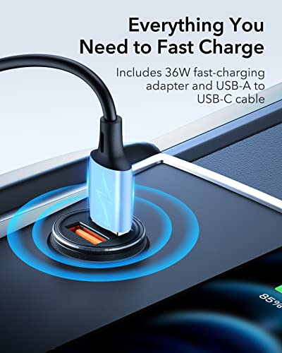 ESR Shift Wireless Car Charger (HaloLock), Compatible with MagSafe Car Charger, Detachable Fast Charging Pad, for Caseless iPhone 14/13/12 Series and Magnetic Cases, with 36W Car Adapter, Black