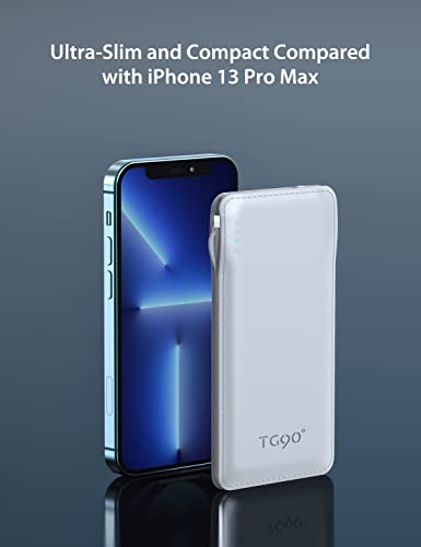 TG90° 2 Pack 10000mah and 4500mah Portable Battery Pack Charger with Built in Cable