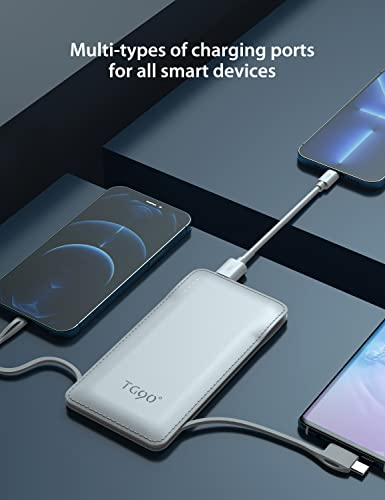 TG90° 2 Pack 10000mah and 4500mah Portable Battery Pack Charger with Built in Cable