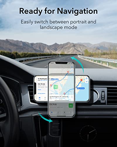 ESR Shift Wireless Car Charger (HaloLock), Compatible with MagSafe Car Charger, Detachable Fast Charging Pad, for Caseless iPhone 14/13/12 Series and Magnetic Cases, with 36W Car Adapter, Black