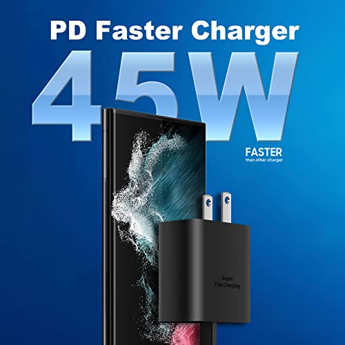 Samsung Galaxy S22 Ultra Charger,45W USB C Wall Charger Fast Charging for Samsung Galaxy S23/S23+/S23 Ultra/S22 Ultra/S22 Plus/S22/S21 Ultra/S21+/S20 Ultra/Note 20 with 6FT Type C Cable