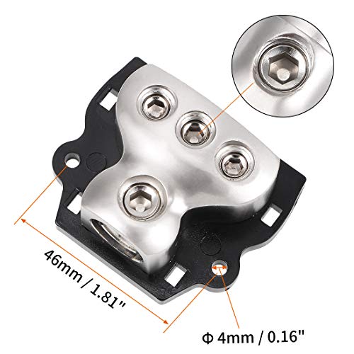 uxcell 3 Way Power Distribution Block 0 Gauge in 4 Gauge Out Power Ground Distributor for Splitter