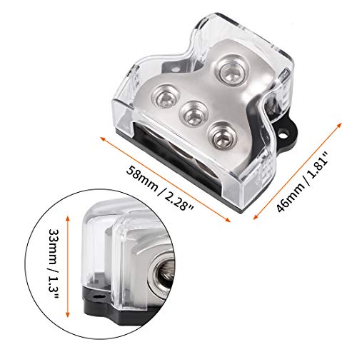 uxcell 3 Way Power Distribution Block 0 Gauge in 4 Gauge Out Power Ground Distributor for Splitter