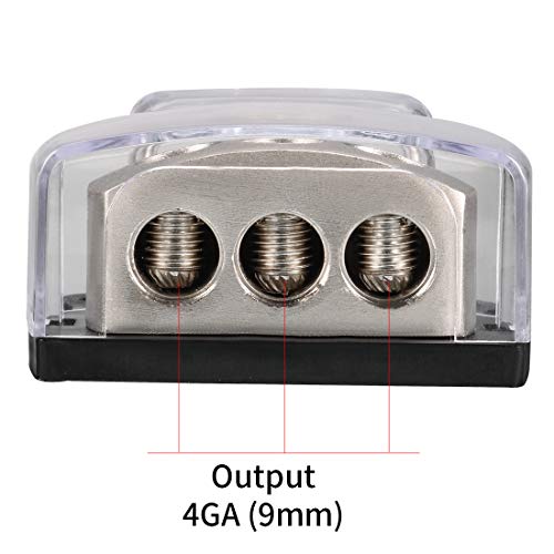 uxcell 3 Way Power Distribution Block 0 Gauge in 4 Gauge Out Power Ground Distributor for Splitter