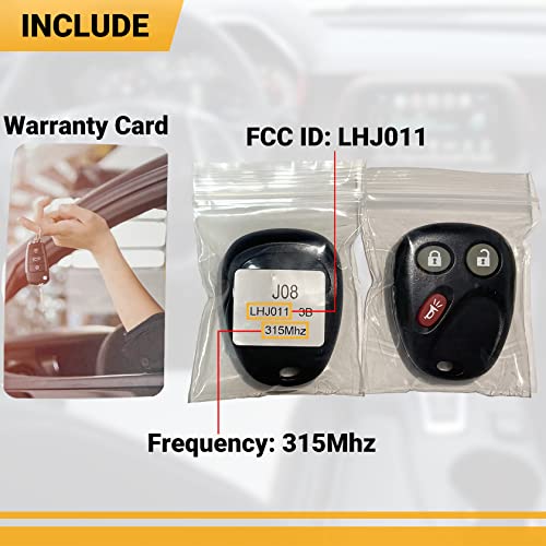 Keyless Entry Car Key Fob LHJ011 Compatible with 2003-2007 Chevy Silverado Tahoe Avalanche Equinox SSR Suburban | GMC Sierra Yukon| Hummer H2| Cadillac Escalade (2 Pack)