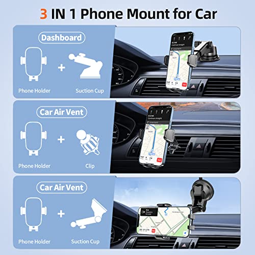 1Zero Universal Phone Holder for Car [Super Stable & Hands-Free] Car Vent Phone Mount [Thick Case & Big Phone Friendly] Car Phone Holder Mount for Vent Dashboard Windshield