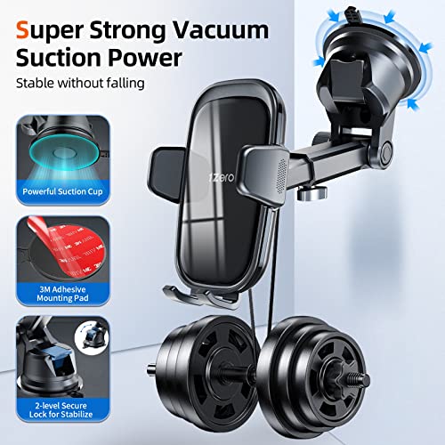 1Zero Universal Phone Holder for Car [Super Stable & Hands-Free] Car Vent Phone Mount [Thick Case & Big Phone Friendly] Car Phone Holder Mount for Vent Dashboard Windshield
