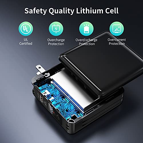 Geneforce Portable Charger-hub Wall Plug Built-in Cable 15000mAh, Internal Battery USB,Maximum Power is 18W, Mobile Even High-Power Products Such as Laptops can be Compatible with Smart Phones, PD15