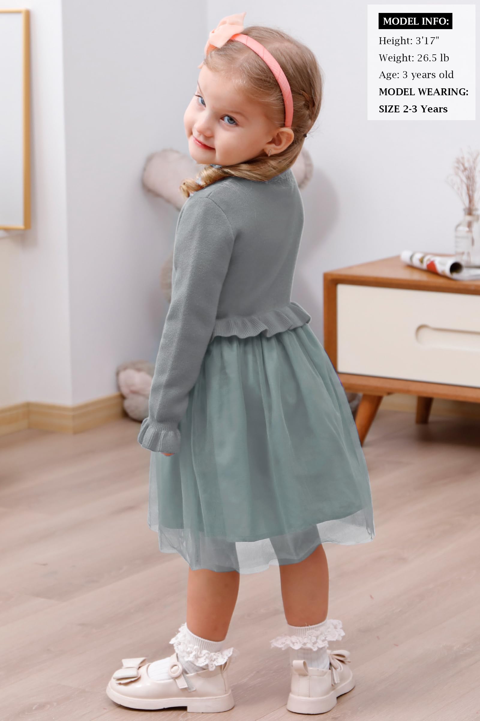 ALISISTER baby-girls Tutu Long Sleeve Fall Winter Sweater Dress, 06 Grey, 3-4T