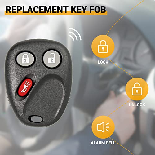 Keyless Entry Car Key Fob LHJ011 Compatible with 2003-2007 Chevy Silverado Tahoe Avalanche Equinox SSR Suburban | GMC Sierra Yukon| Hummer H2| Cadillac Escalade (2 Pack)