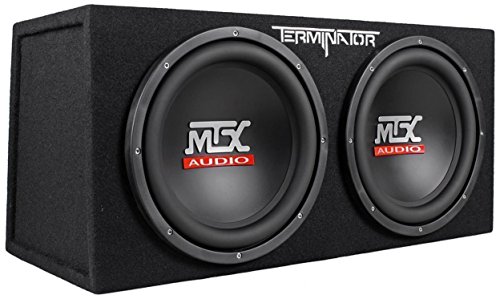 MTX Terminator TNP212D2 1200 Watt 2 Ohm Dual 12 Subwoofers/Sub Box/Amp Package Bundle with Rockville RXC2D 2 Farad Stiffening Power Capacitor & RWK81 Amp Installation Wire Kit (3 Items)