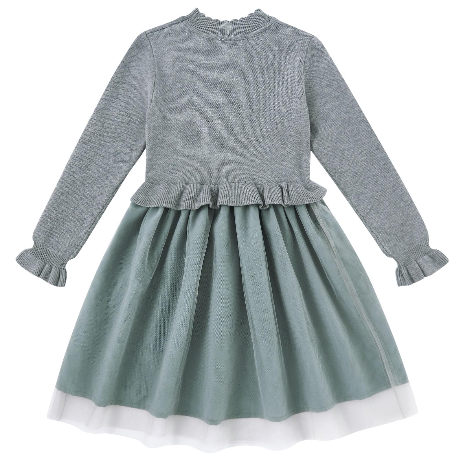 ALISISTER baby-girls Tutu Long Sleeve Fall Winter Sweater Dress, 06 Grey, 3-4T