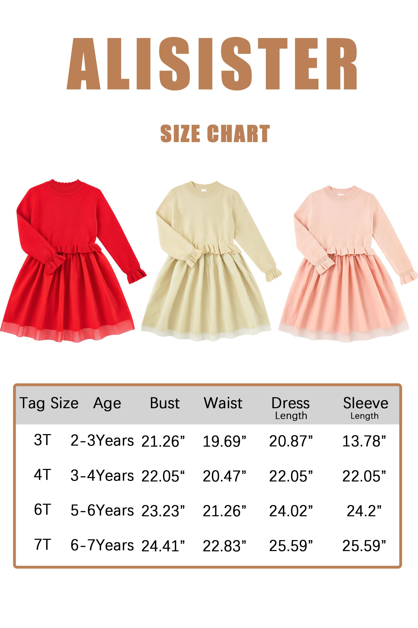 ALISISTER baby-girls Tutu Long Sleeve Fall Winter Sweater Dress, 06 Grey, 3-4T