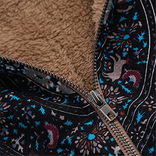 Andongnywell Womens Jackets Parka Boho Ethnic Print Vintage Fleece Lined Exotic Hooded Long Warm Padded Coats Plus Size (Black,Medium)