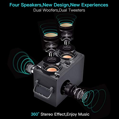 Bluetooth Speaker, 60W (80W Peak) Portable Wireless Speaker with LED Colorful Lights, Double Subwoofer Heavy Bass, FM Radio, Loud Speaker for Home Outdoor Party Camping