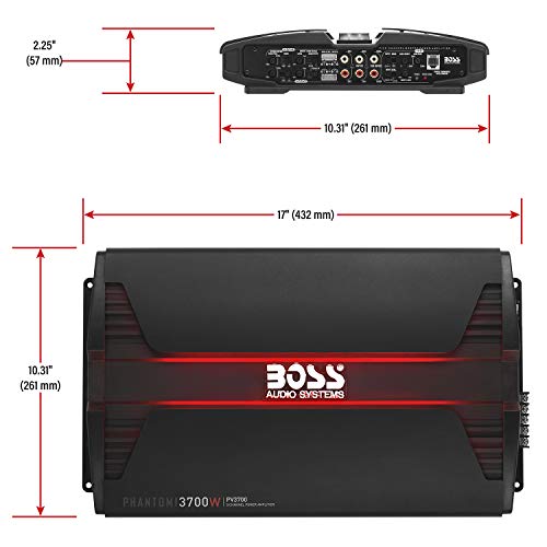 BOSS Audio Systems PV3700 5 Channel Car Stereo Amplifier – 3700 High Output, 5 Channel, 2/4 Ohm Stable, Low/High Level Inputs, High/Low Pass Crossover, Full Range, Bridgeable, for Subwoofer