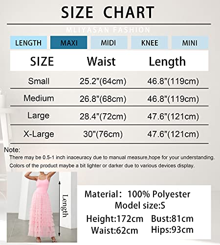 Women's Tulle Maxi Dress Spaghetti Strap Layered Fluffy Ruflfle Prom Birthday Party Long Dress