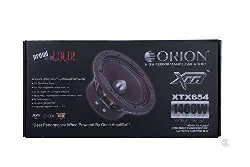 Orion XTX654 6.5β 4 OHM Series XTR Midrange Ferrite Magnet 350 Watts RMS 1400 Max Music Power Set of 2 Speakers