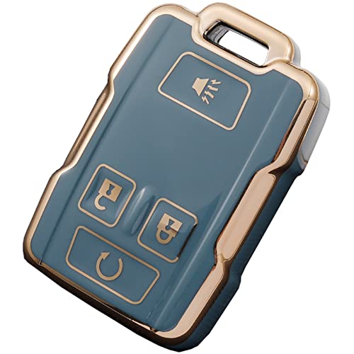 Guibuhuse Protective Key Fob Cover Fits for Chevy 2014-2020 Silverado 1500 2500 3500 Chevrolet Colorado 2015-2021 GMC 2014-2020 Sierra 1500 2500 3500 GMC 2015-2021 Canyon (White)