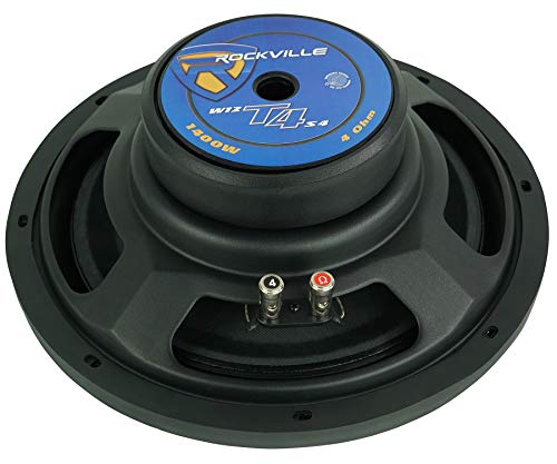 Rockville W12T4S4 12" Shallow Mount 1400w Peak Car Subwoofer 4-Ohm Sub 350w RMS CEA Rated