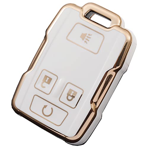 Guibuhuse Protective Key Fob Cover Fits for Chevy 2014-2020 Silverado 1500 2500 3500 Chevrolet Colorado 2015-2021 GMC 2014-2020 Sierra 1500 2500 3500 GMC 2015-2021 Canyon (White)