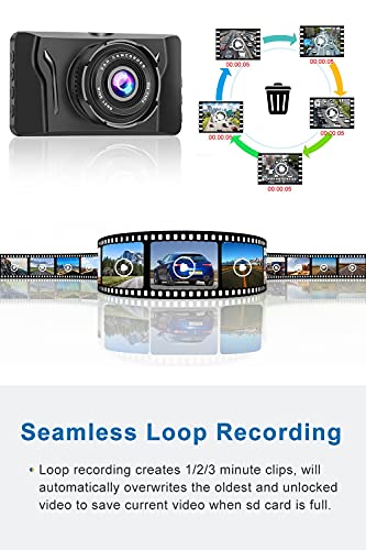 Dash Cam for Cars 1080P FHD Car Dash Camera CHORTAU 2023 New Version Car Camera Recorder 3Inch Screen Dashboard Camera with 170° Wide Angle, Super Night Vision, WDR, Loop Recording, Parking Monitor