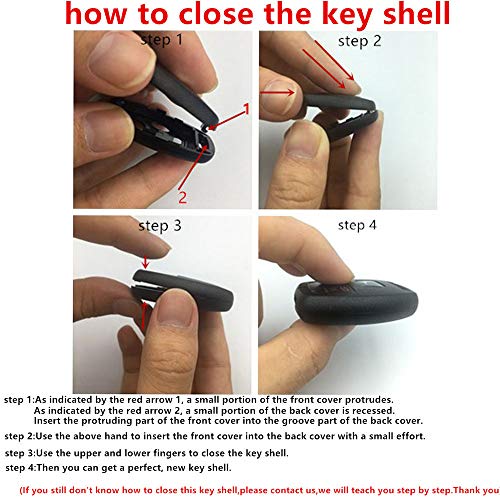 Key Fob Shell Case Fit for 4 Buttons Honda Accord Civic EX Pilot Keyless Entry Remote Car Key Housing Replacement with Free Screwdriver (Casing Only Without Blade)(Black pack 2)