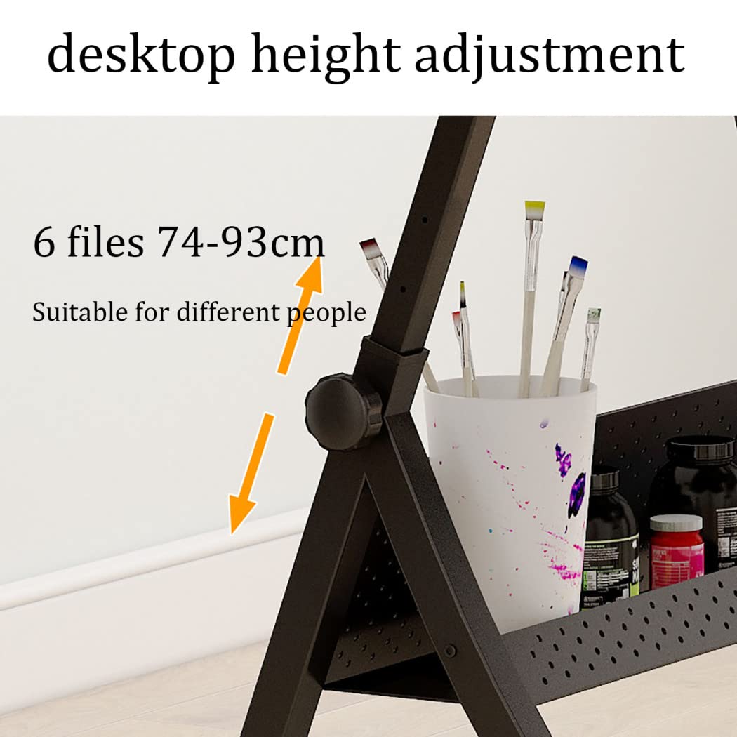EESHHA Drawing Table Glass Drafting Table Desk, Height Adjustable Drafting Table, 0-50°Tilting Drawing Desk, Artist Desk Study Table with 2 Slide Drawers for Reading, Writing Art Craft Work Station