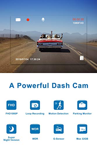 Dash Cam for Cars 1080P FHD Car Dash Camera CHORTAU 2023 New Version Car Camera Recorder 3Inch Screen Dashboard Camera with 170° Wide Angle, Super Night Vision, WDR, Loop Recording, Parking Monitor