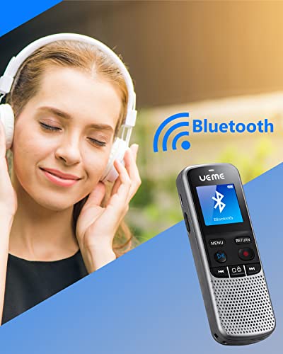 Digital Voice Recorder with Bluetooth Playback, Small Lightweight Dictaphone with Storage Bag, Warm Voice Sound for Notes, Dictation, Interviews, Meetings and Lectures, MP3 Playback, 16GB