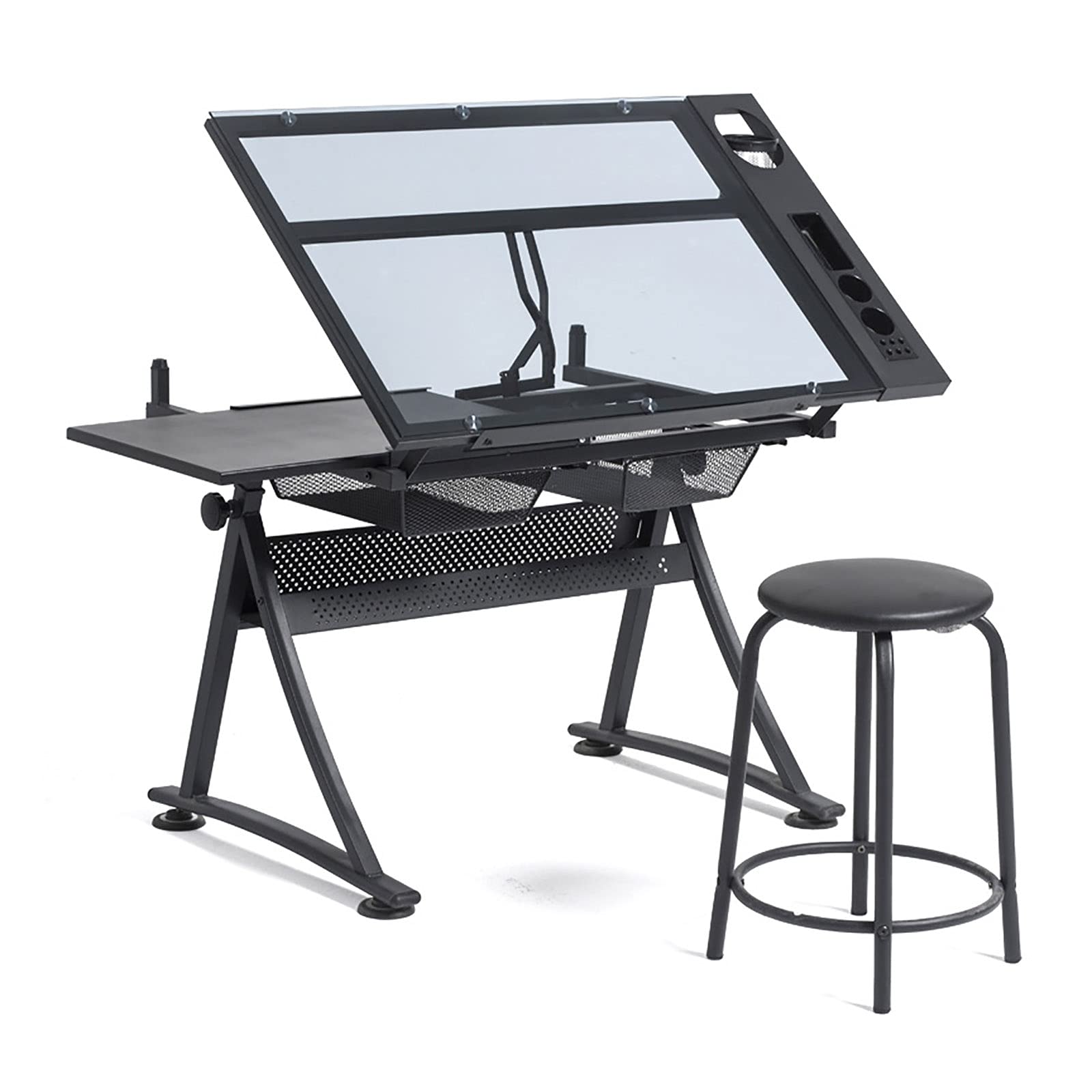 VejiA Painting Table American Children Adult Liftable Glass Drawing Table Art Work Table Drafting Tables
