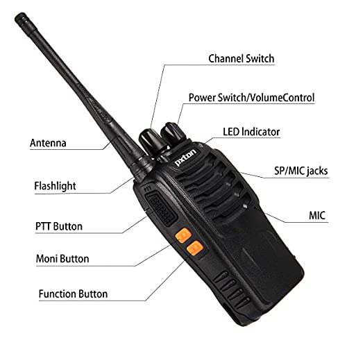 pxton Two Way Radios Long Range for Adults with Headphones, Walkie Talkies 16 Channel Handheld 2 Way Radio Rechargeable with Flashlight Li-ion Battery and Charger(8 Pack)